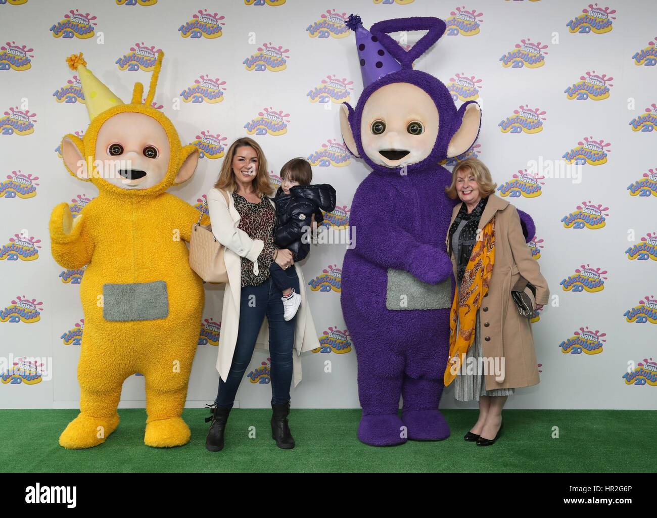 Claire Sweeney (left) and family attending the Teletubbies 20th ...
