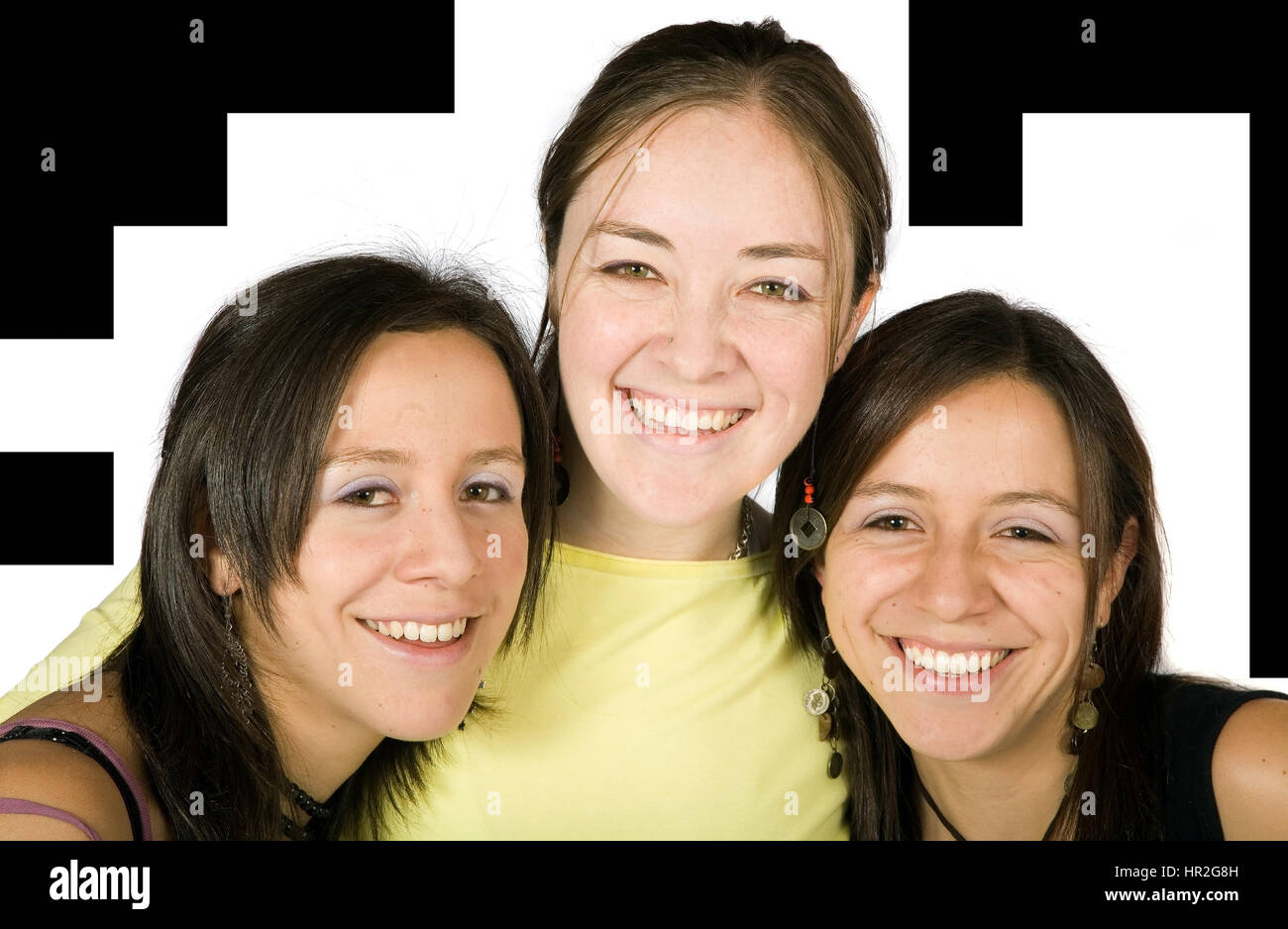 beautiful female friends over a white background Stock Photo - Alamy