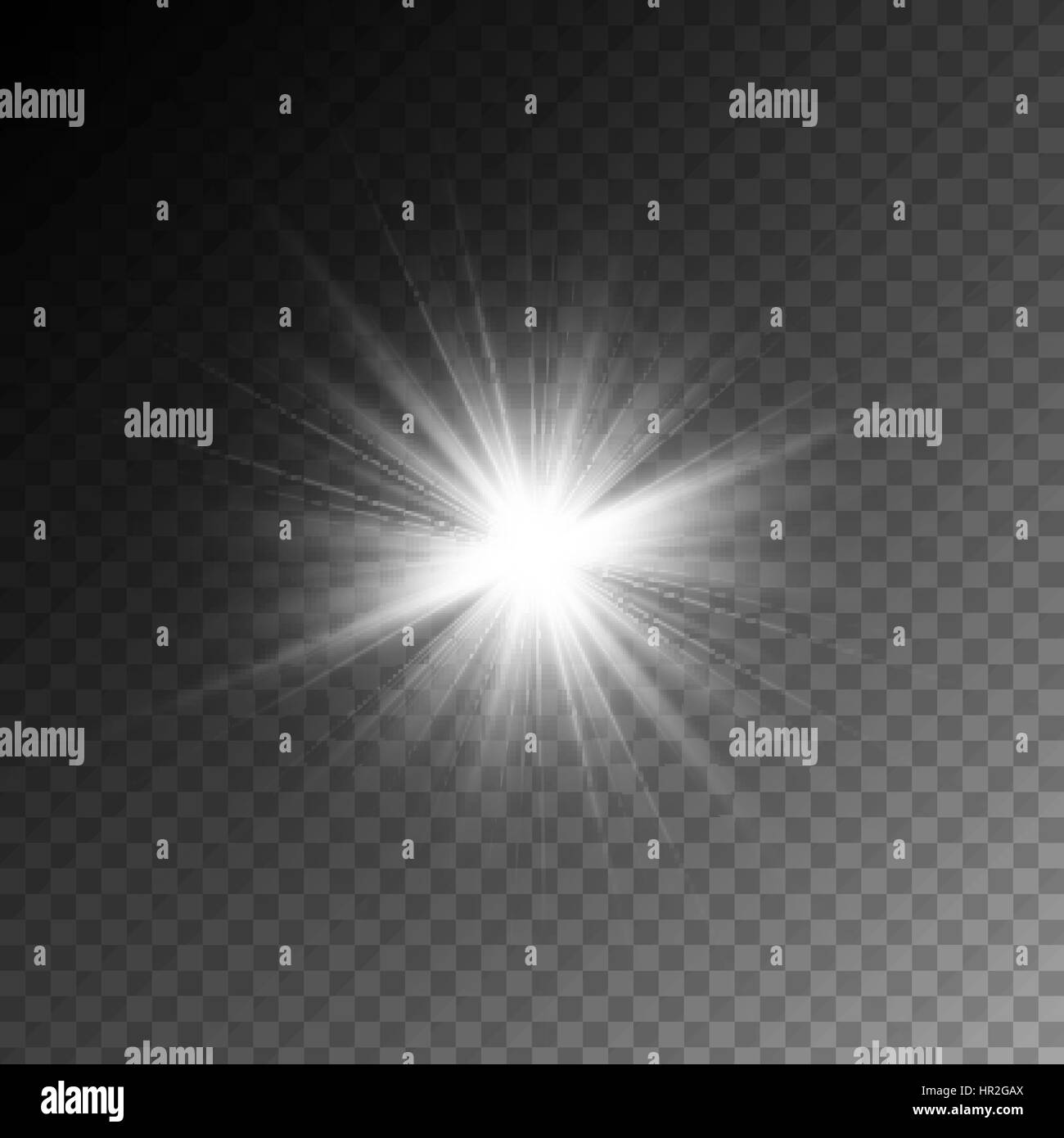 Vector magic white rays glow light effect isolated on transparent background. Christmas design ...