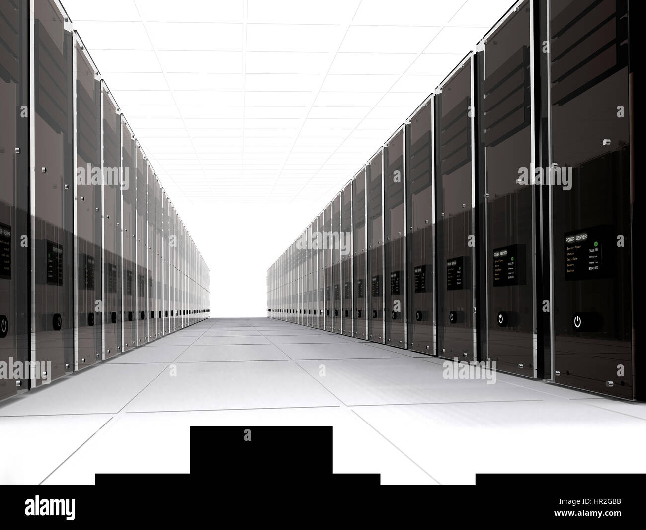 3d computer servers in perspective over a white background Stock Photo ...