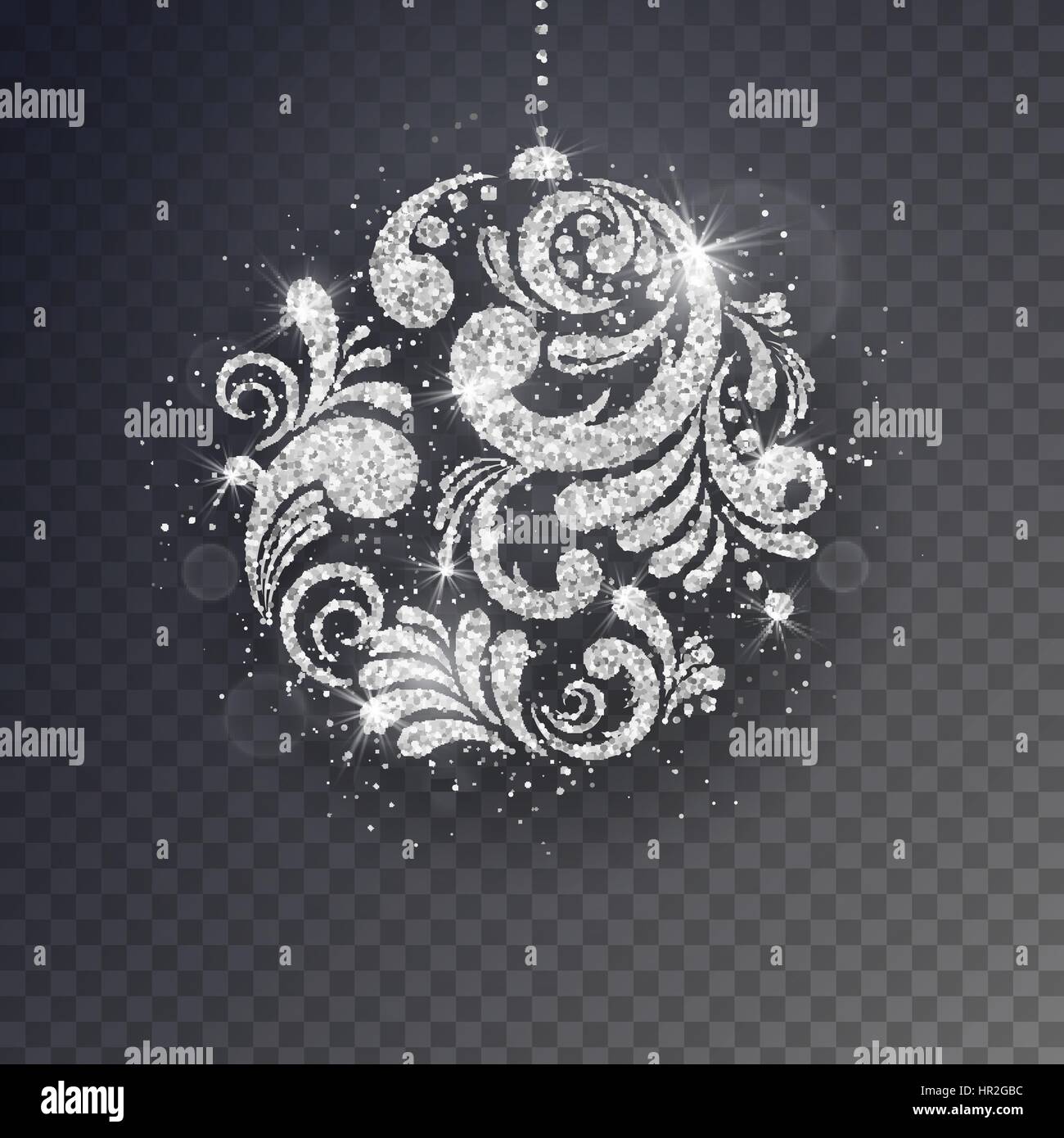 Vector Christmas New Year greeting card with sparkling glitter silver ...