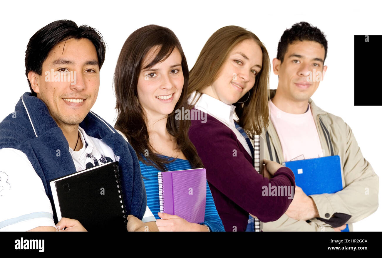 young students at university over a white background Stock Photo - Alamy