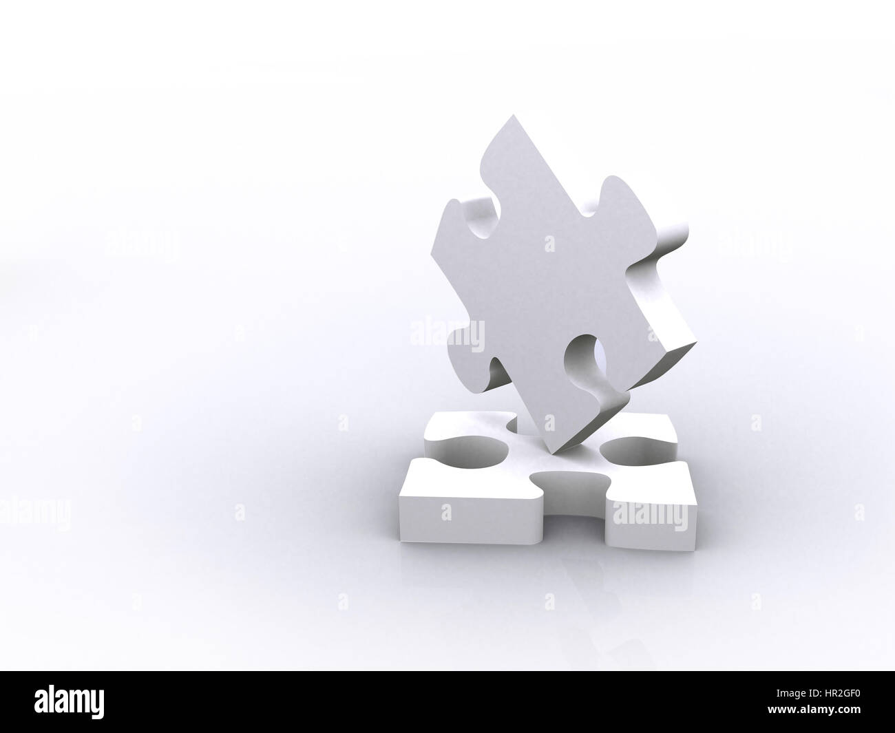 balancing puzzle pieces in 3d over white Stock Photo - Alamy