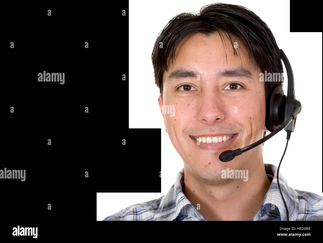friendly customer service man smiling over a white background Stock ...