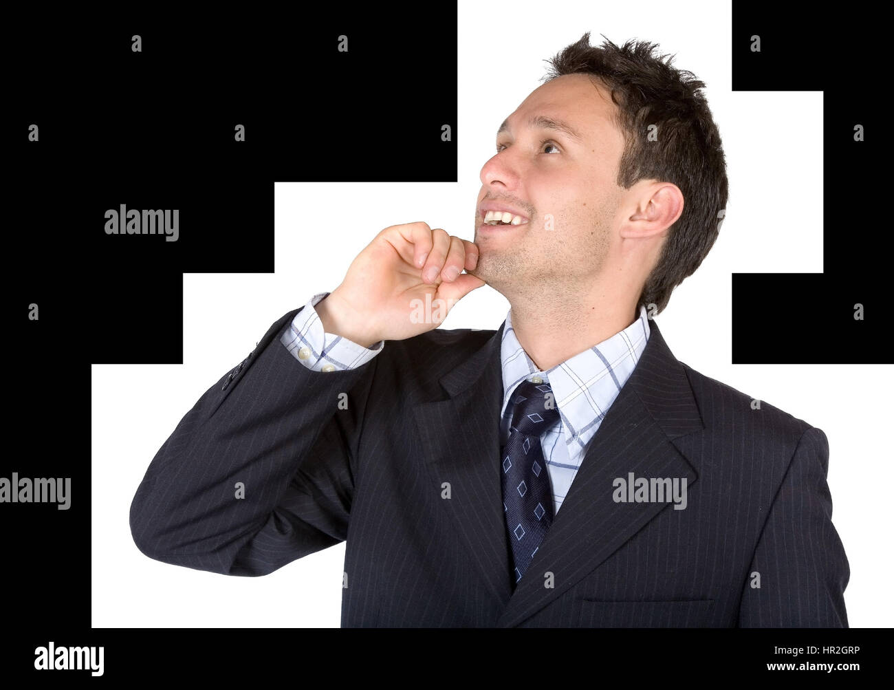 business man thinking of ideas over a white background Stock Photo - Alamy