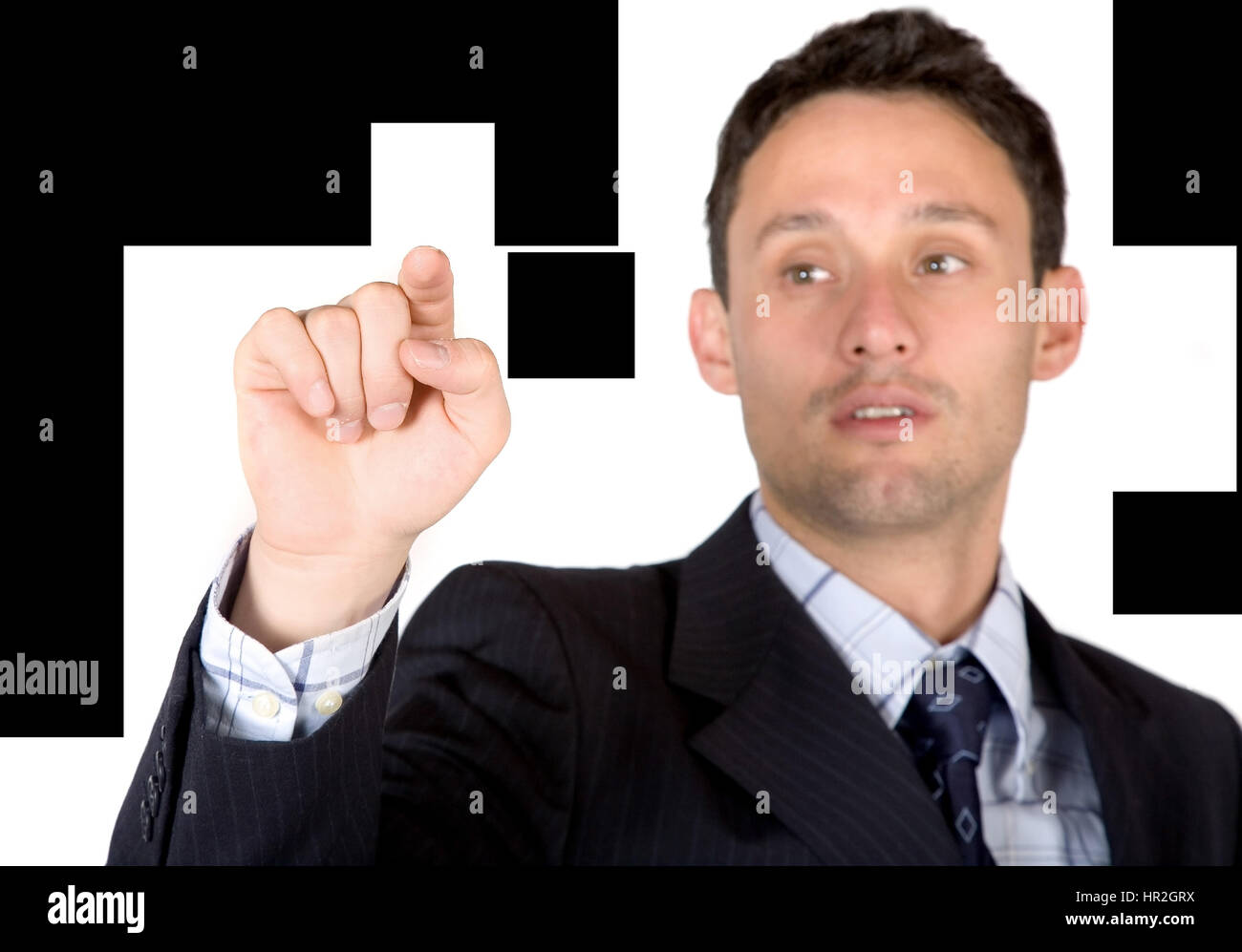 business man pointing at the screen over a white background Stock Photo ...