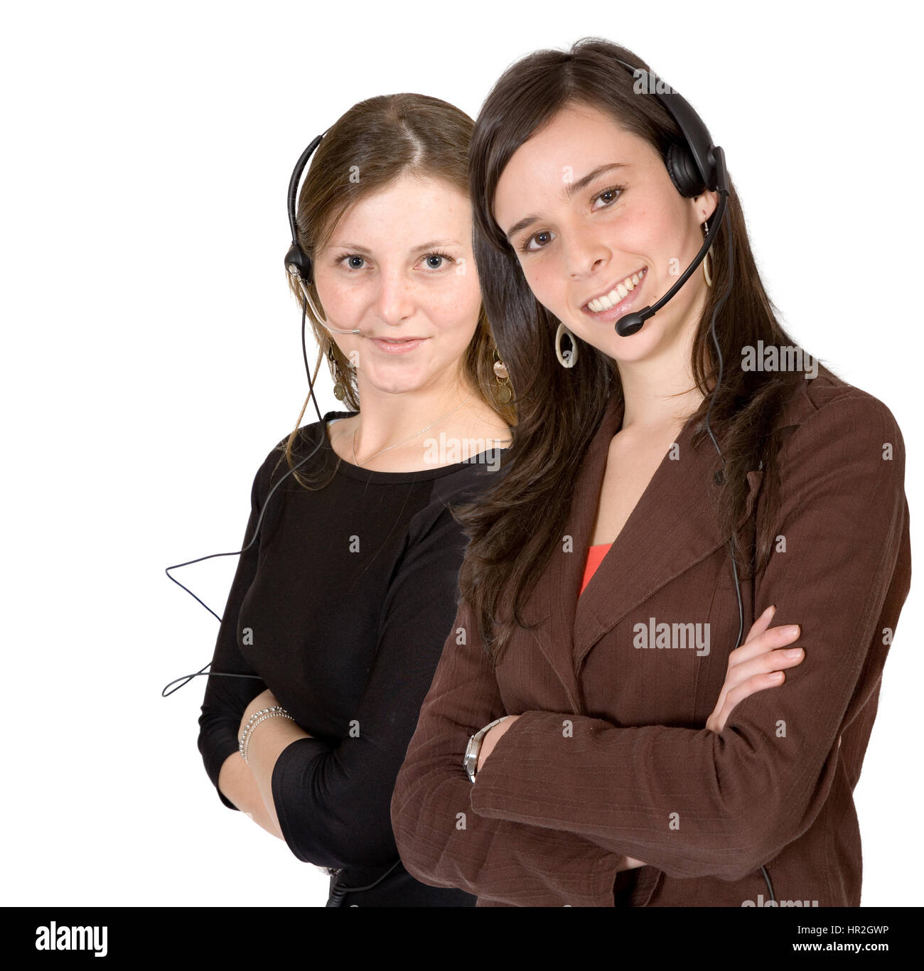 Beautiful Customer Support Girls over a white background Stock Photo ...