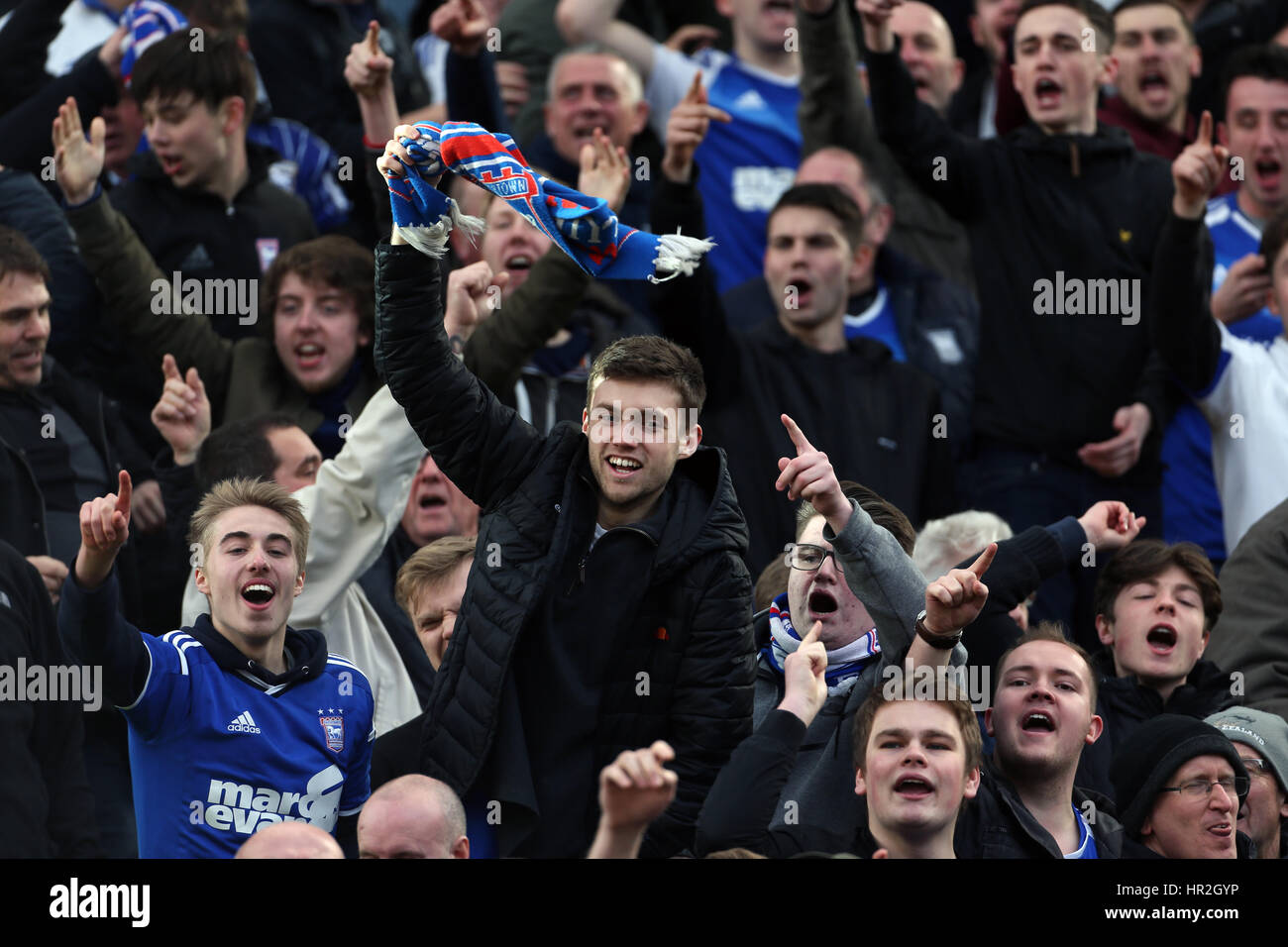 Ipswich Town fans celebrate after Jonas Knudsen (not pictured) scores ...