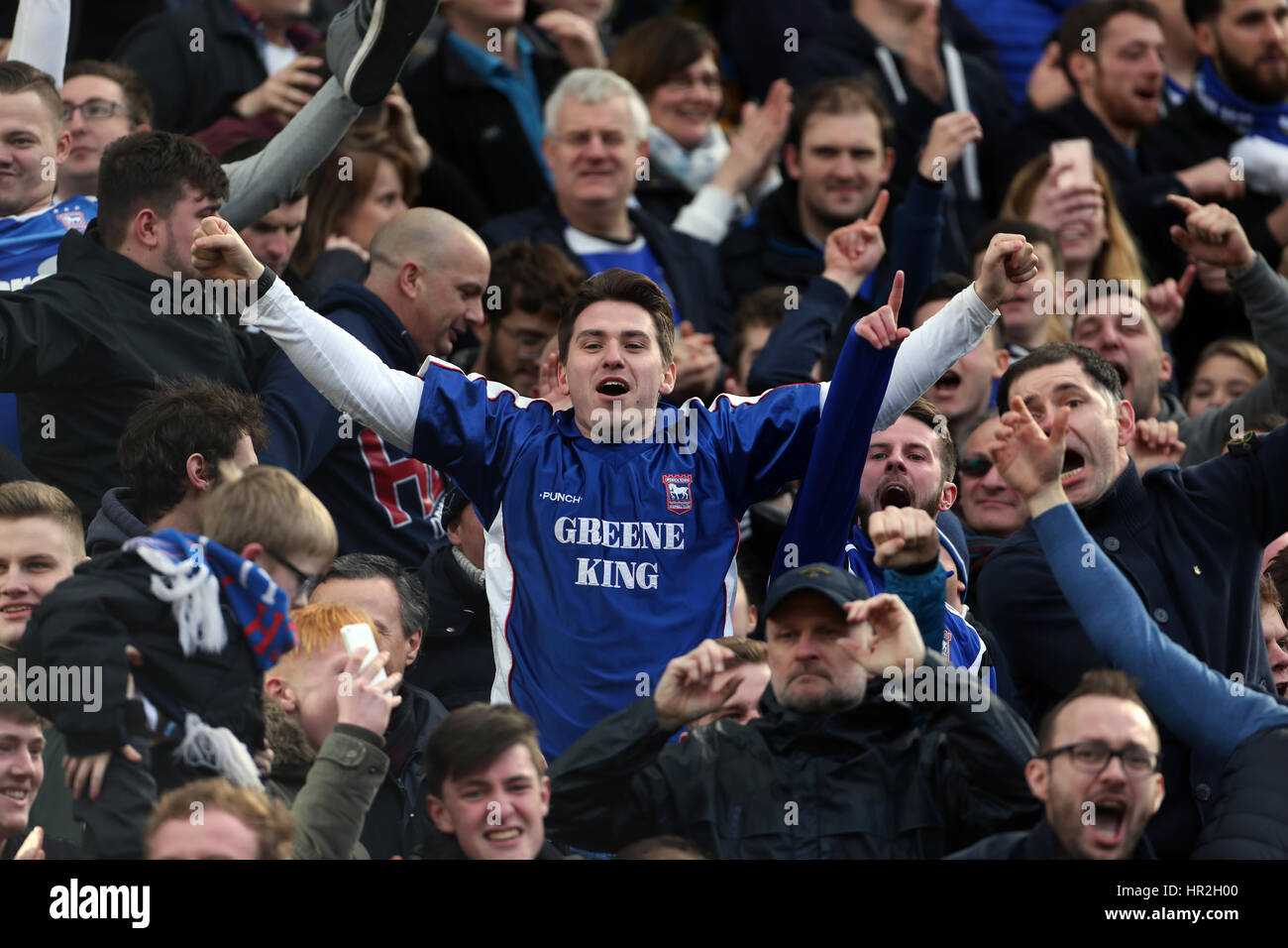 Ipswich Town fans celebrate after Jonas Knudsen (not pictured) scores ...
