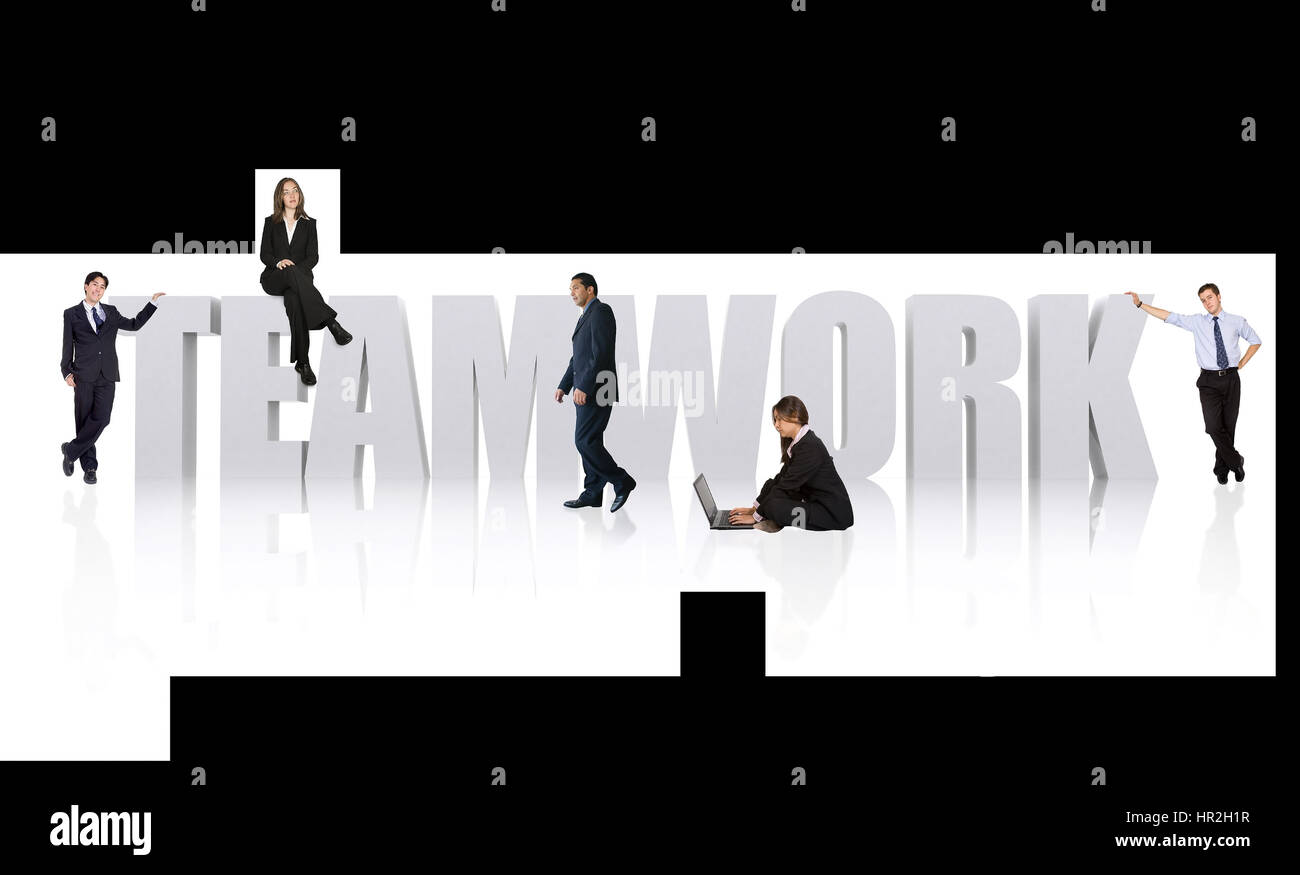 business office teamwork over a white background - lots of ...