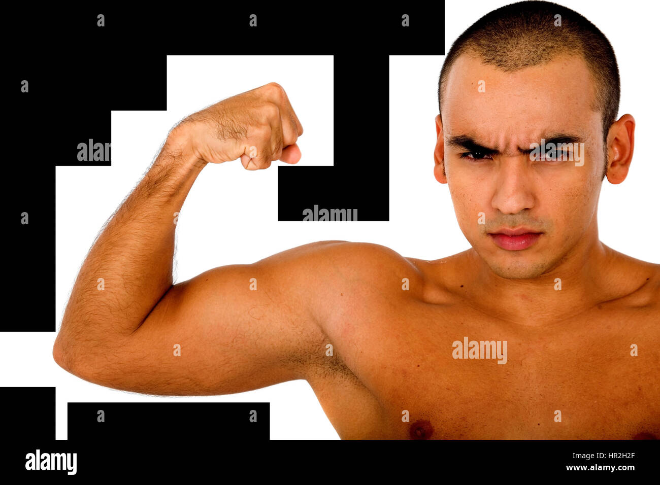 confident muscular man showing off his biceps Stock Photo - Alamy