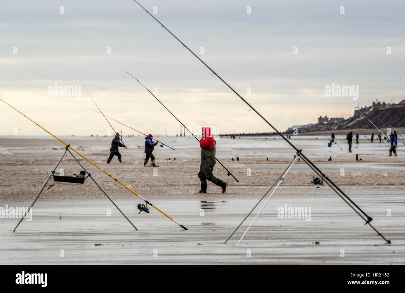 Anglers compete during the World's largest beach angling festival on ...