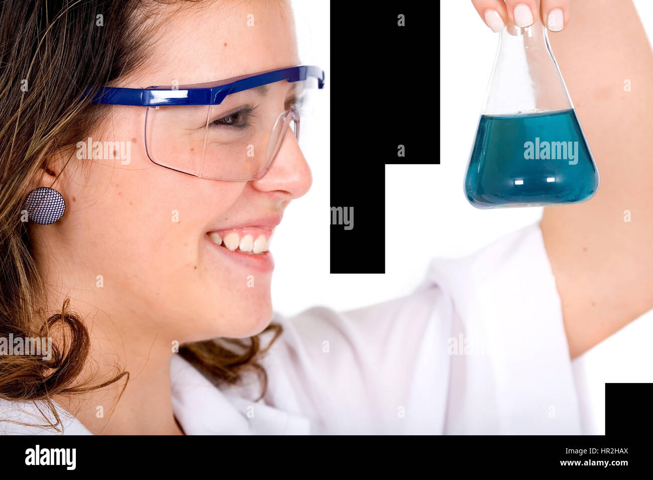 chemistry student smiling over a white background Stock Photo - Alamy