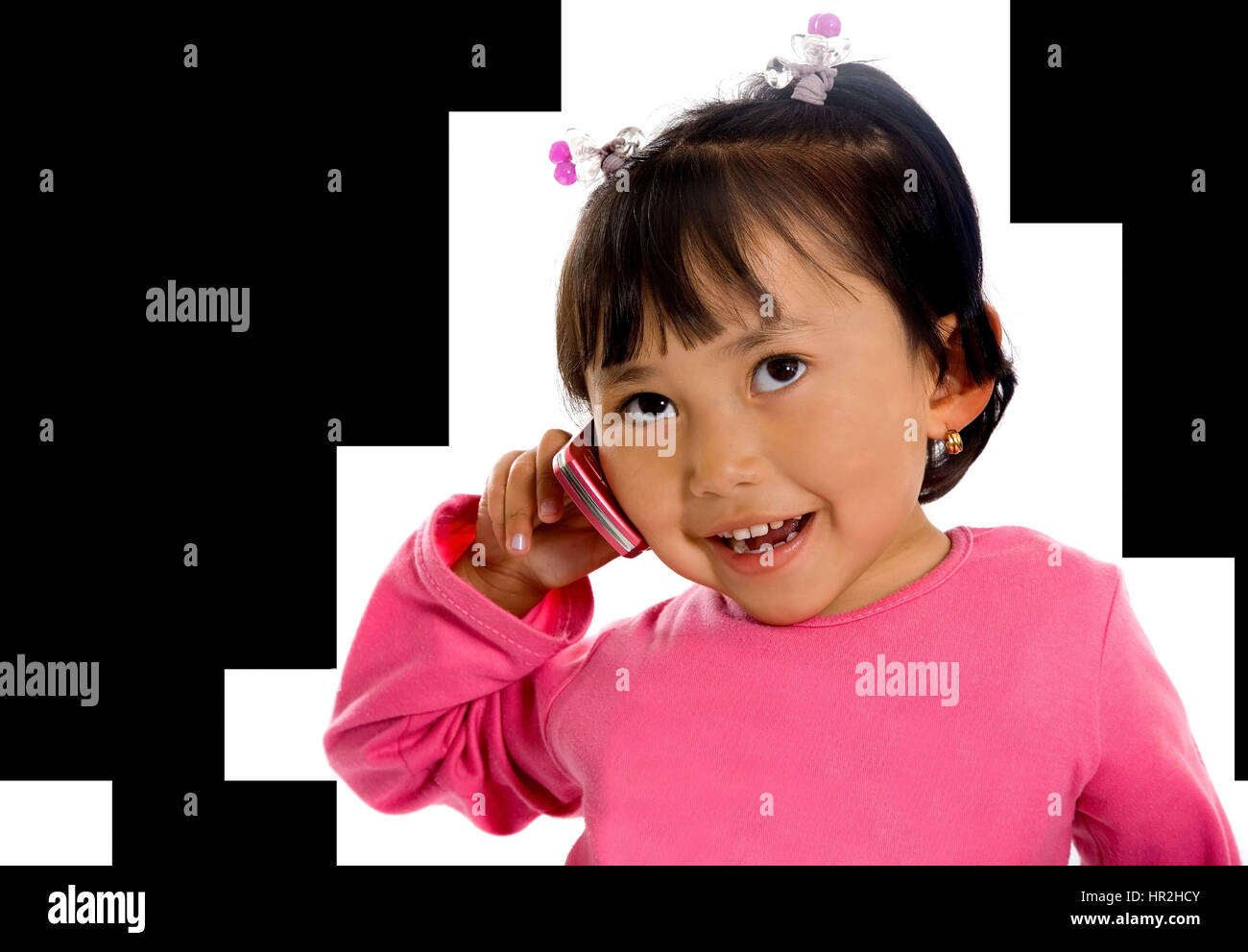 cute girl on the phone isolated over a white background Stock Photo - Alamy