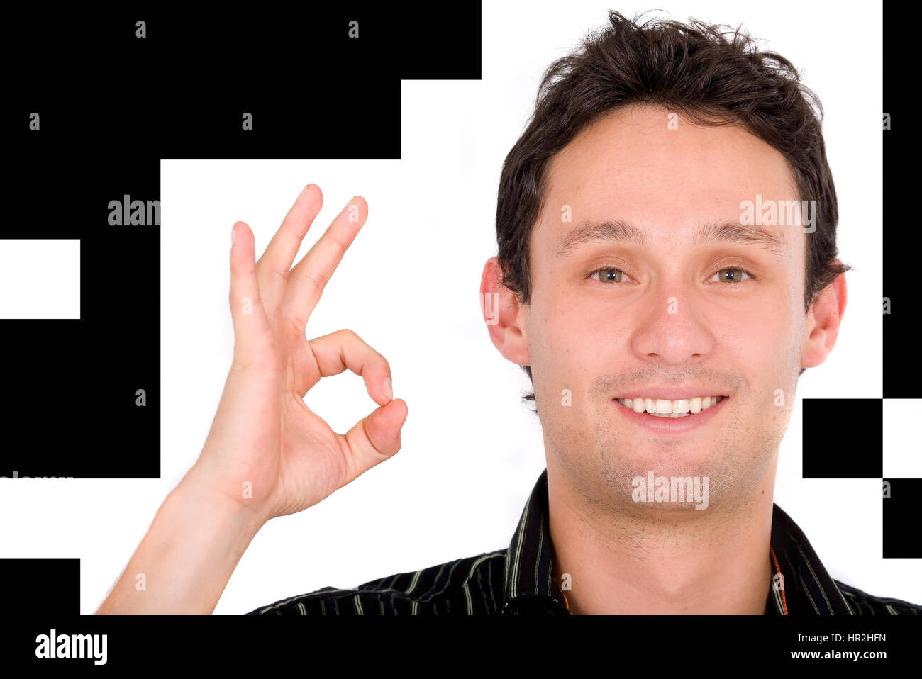 casual guy giving the ok sign - isolated over a white background Stock ...