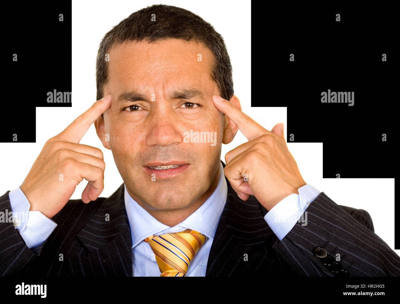business man - think with your head expression isolated over a white ...