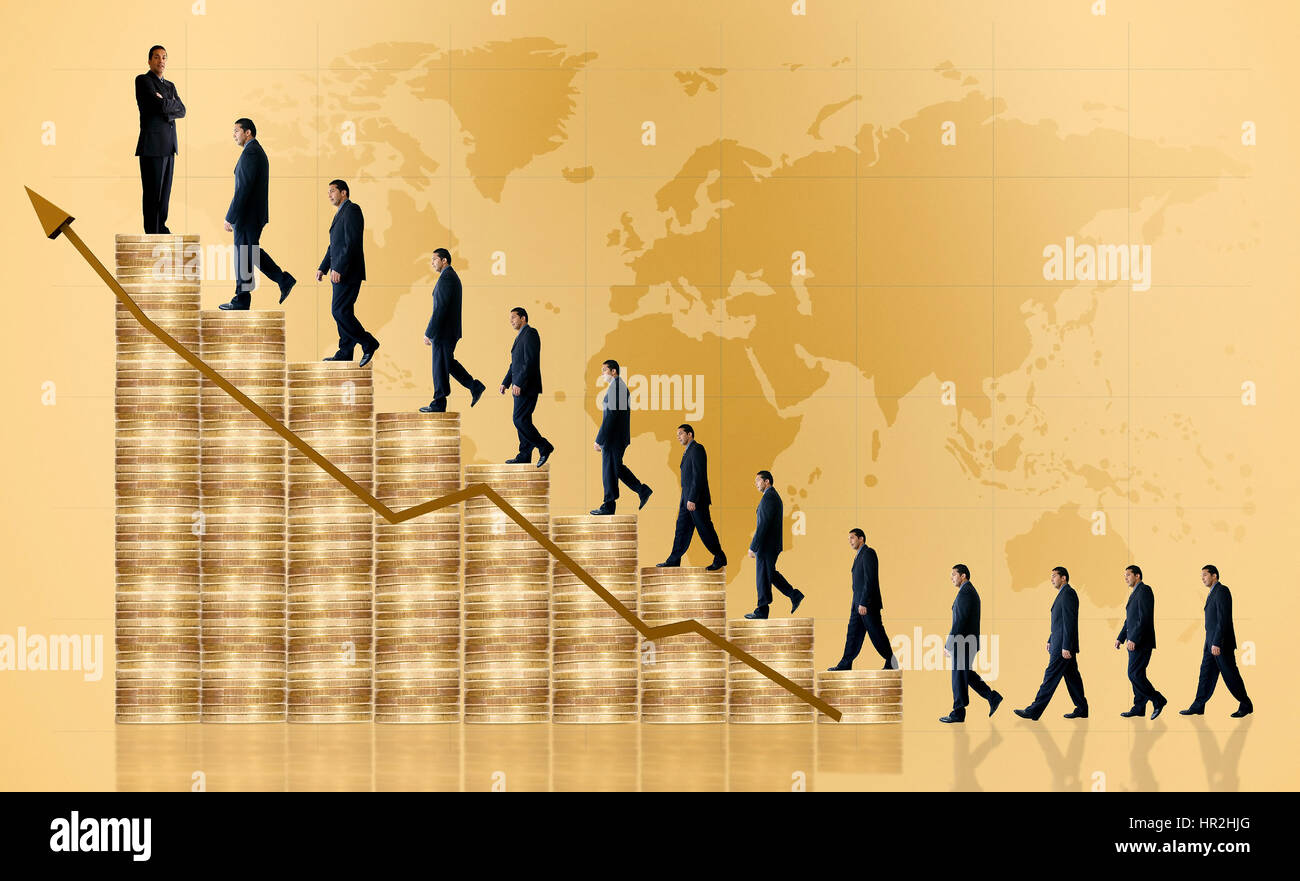 business growth and success graph with a businessman walking up the ...