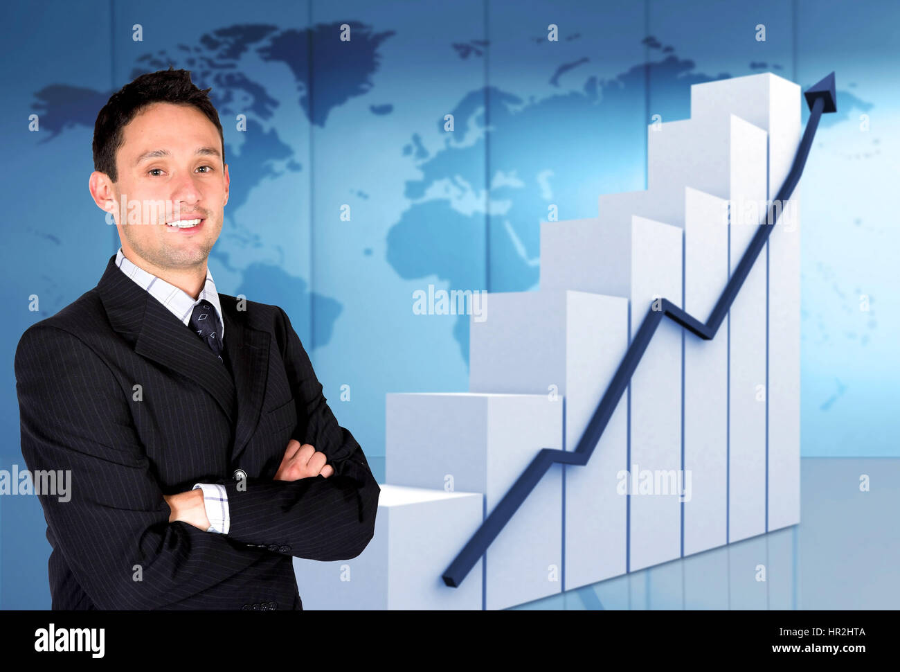 Business man next graph hi-res stock photography and images - Alamy