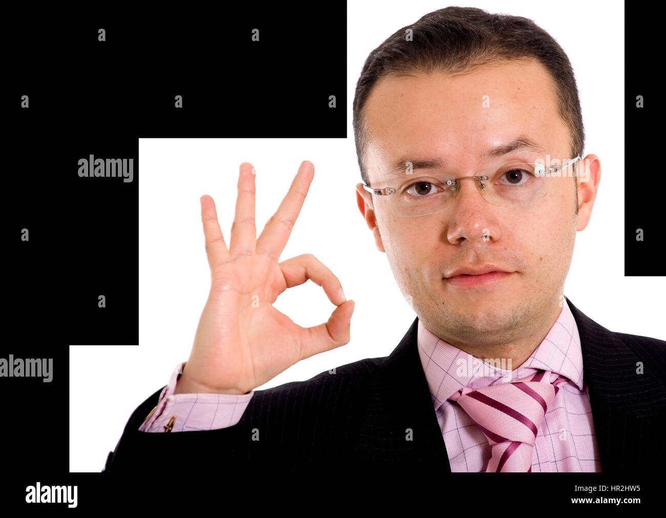 Business man doing the ok sign - isolated over a white background Stock ...