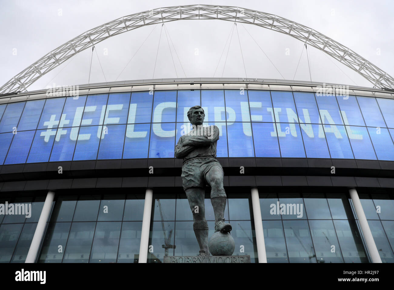 A general view of the Sir Bobby Moore statue outside the ground and ...
