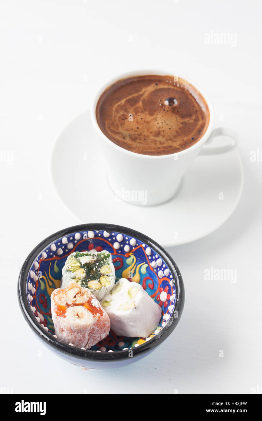 Turkish coffee and Turkish delight Stock Photo - Alamy