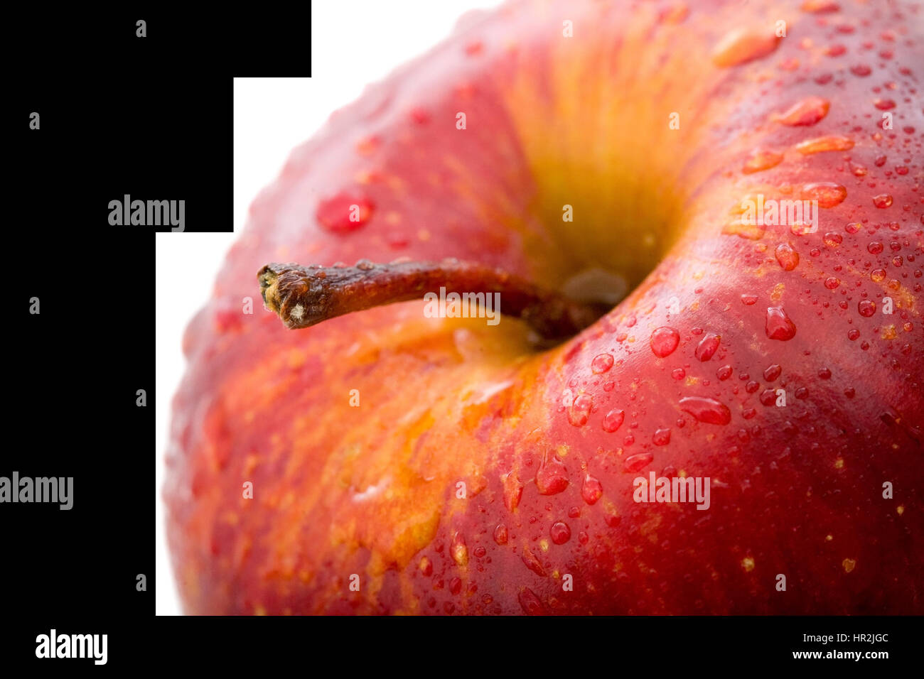 apple in red with drops on its surface isolated over a white background ...