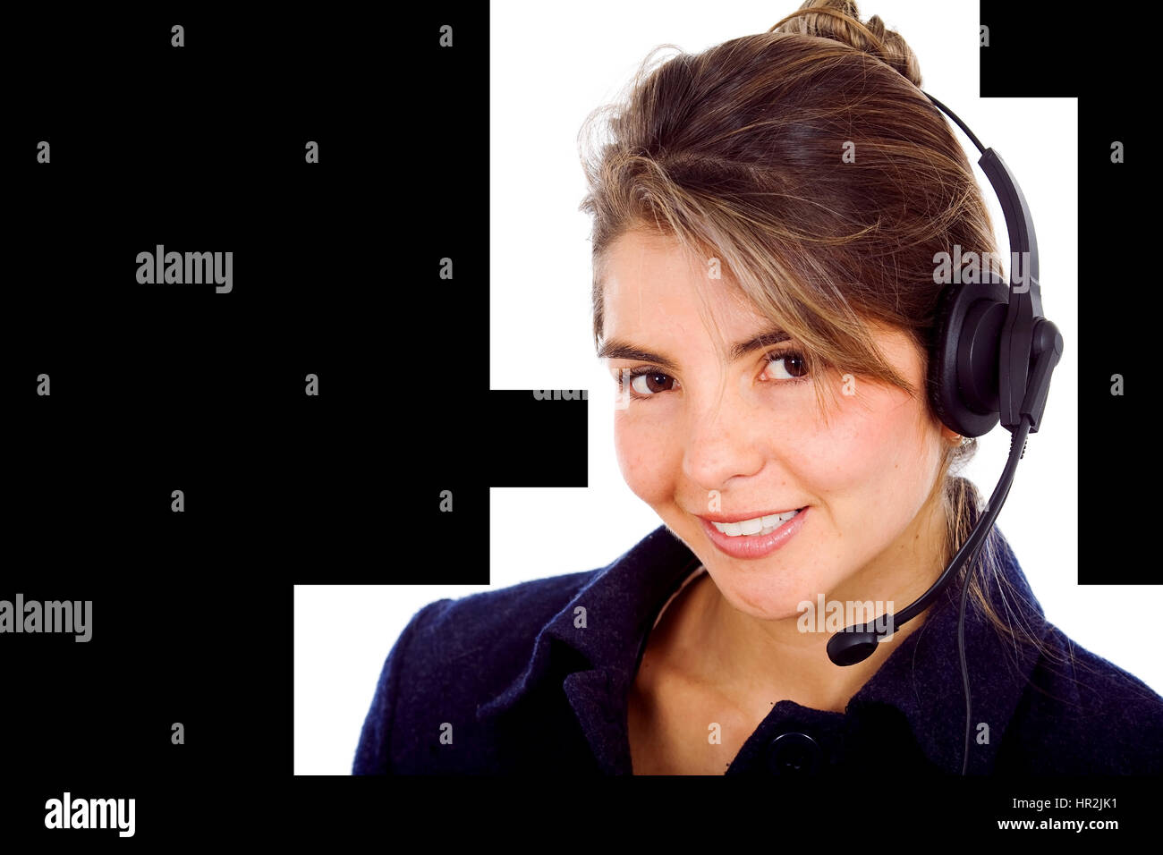 customer service girl smiling - isolated over a white background Stock ...