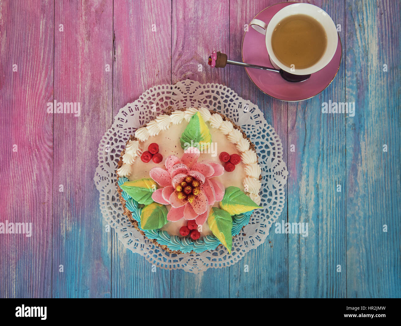cakes on color background Stock Photo - Alamy