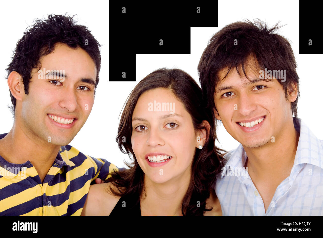 group of friends portrait smiling - isolated over a white background ...