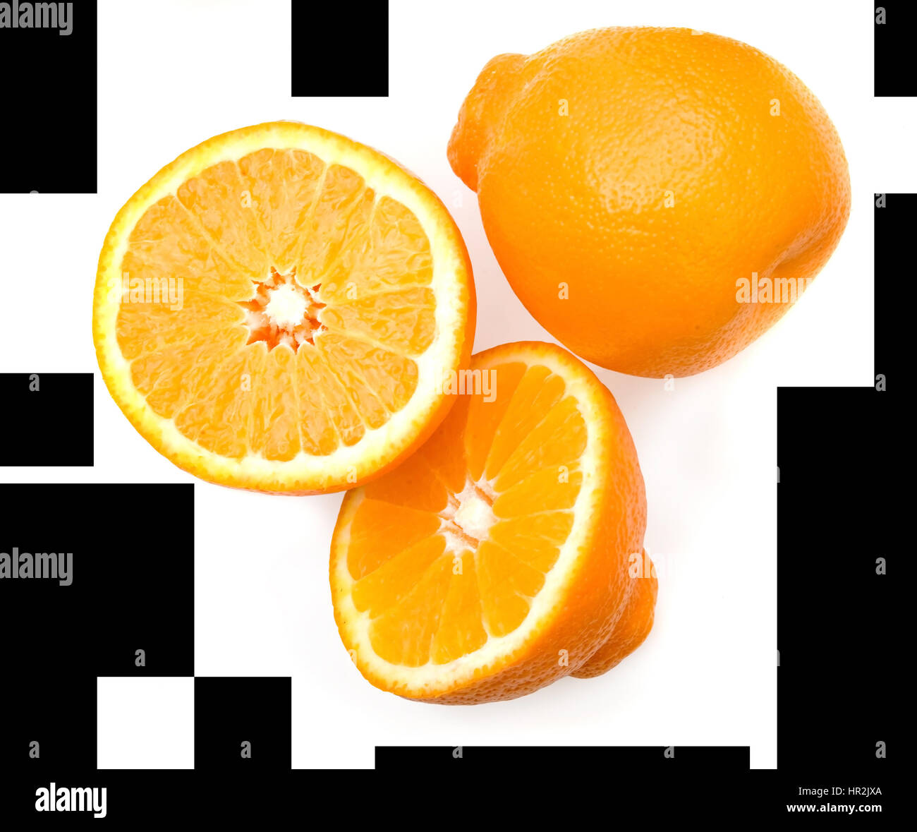 oranges in yellow isolated over a white background Stock Photo - Alamy