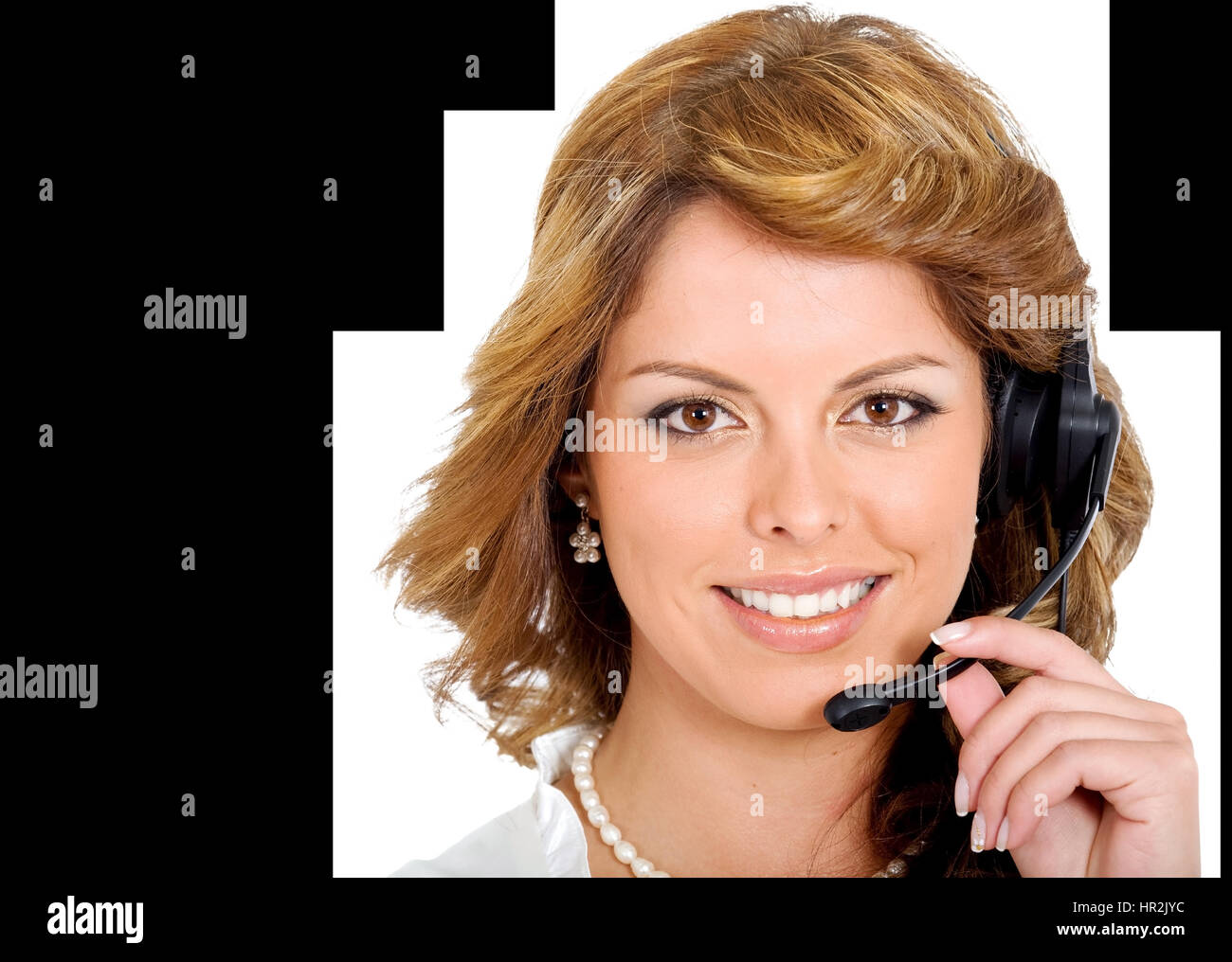 customer service girl smiling - isolated over a white background Stock ...