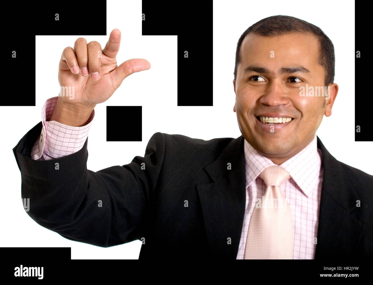 business man touching screen isolated over a white background Stock ...