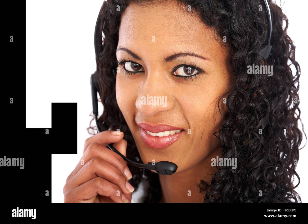 business support woman smiling isolated over a white background Stock ...