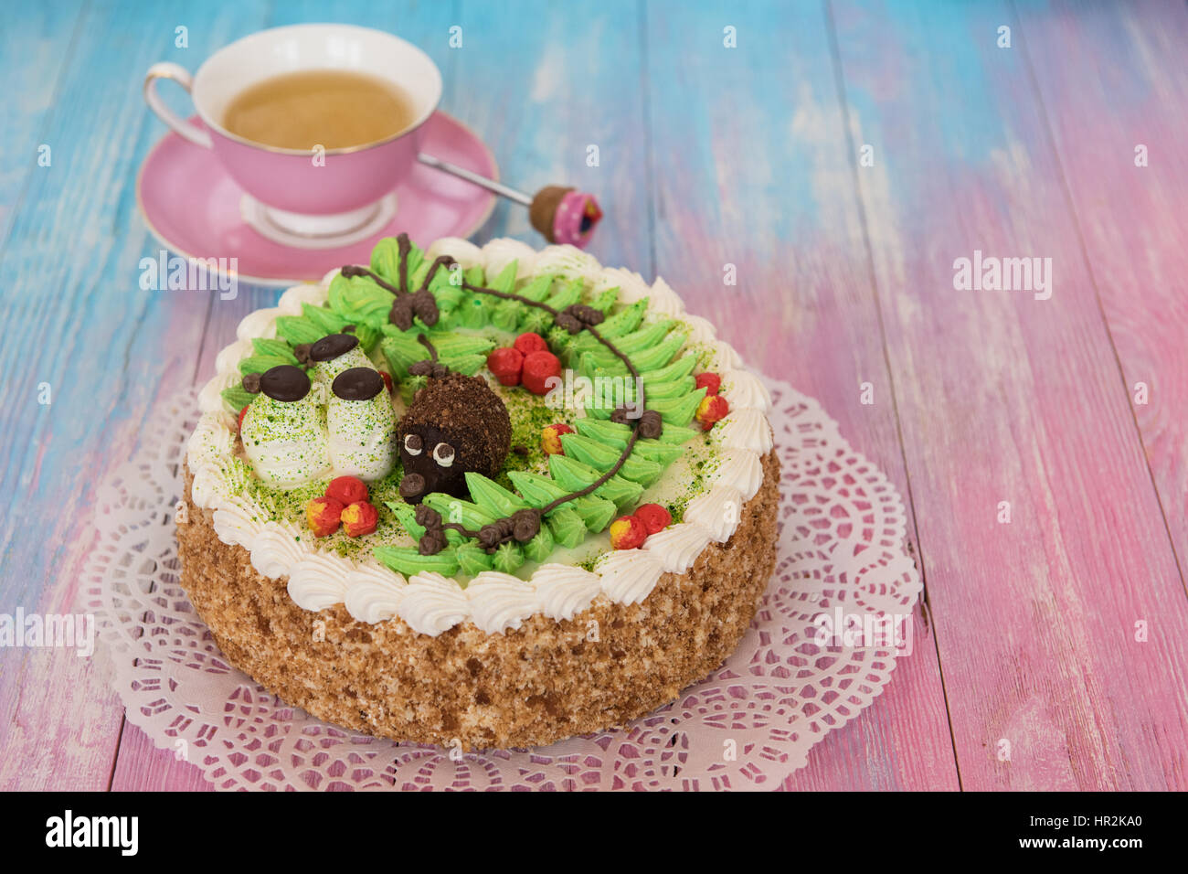 cakes on color background Stock Photo - Alamy