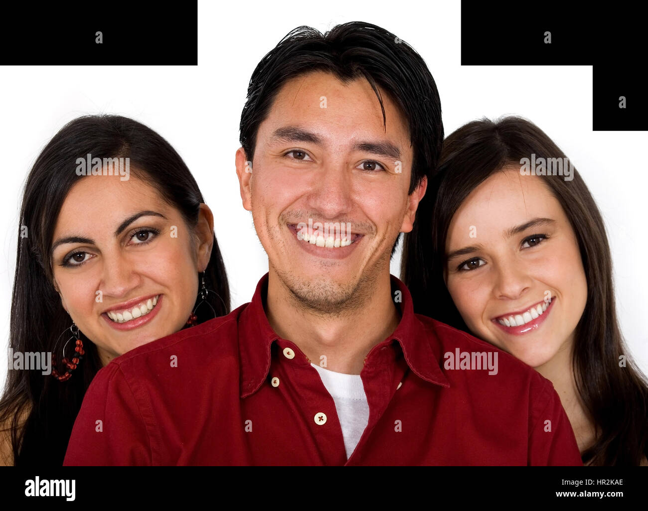 happy group of friends smiling isolated over a white background Stock ...