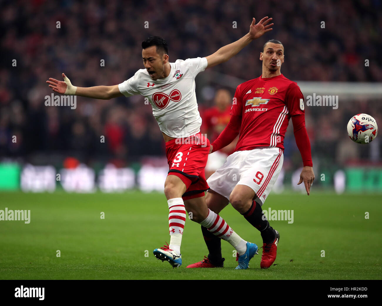 Southampton's Maya Yoshida (left) and Manchester United's Zlatan ...