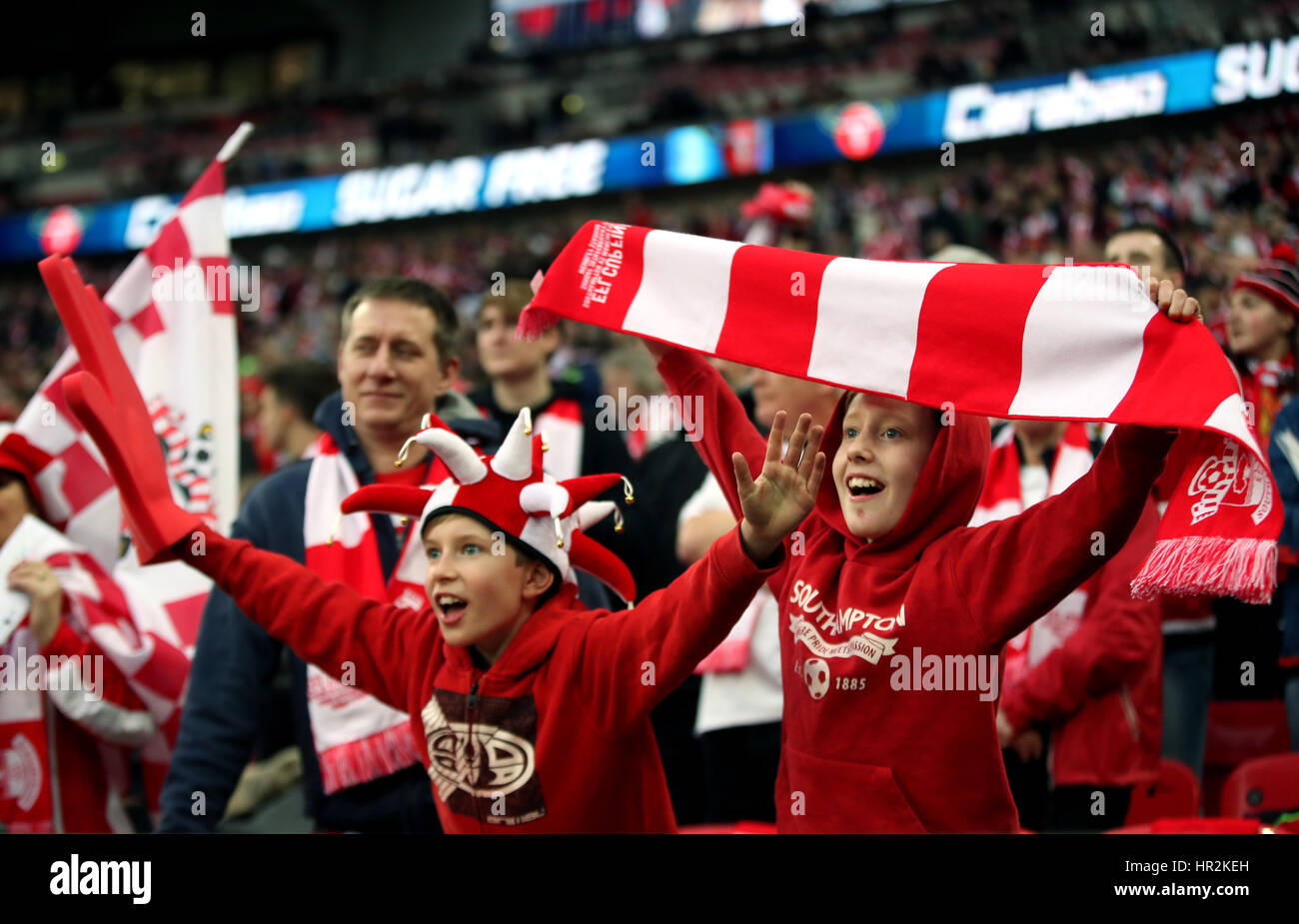 Southampton fans in the stands during the EFL Cup Final at Wembley ...