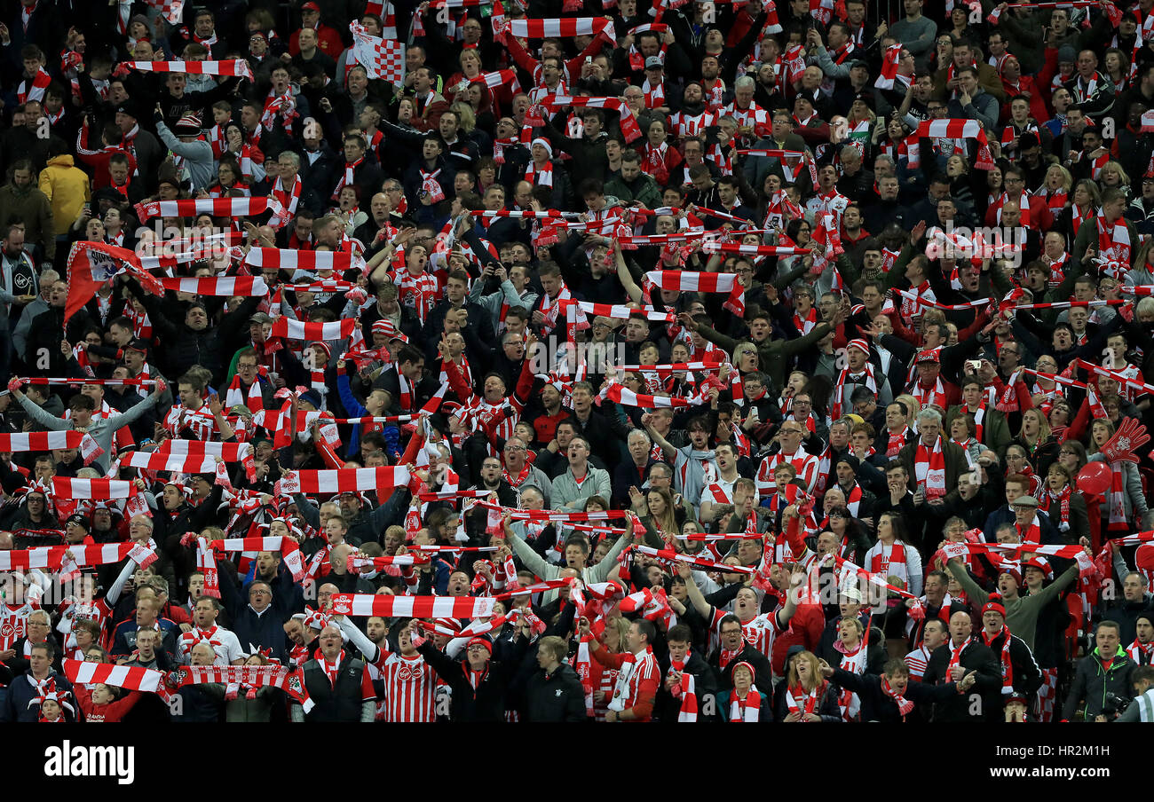 Southampton fans in the stands during the EFL Cup Final at Wembley ...
