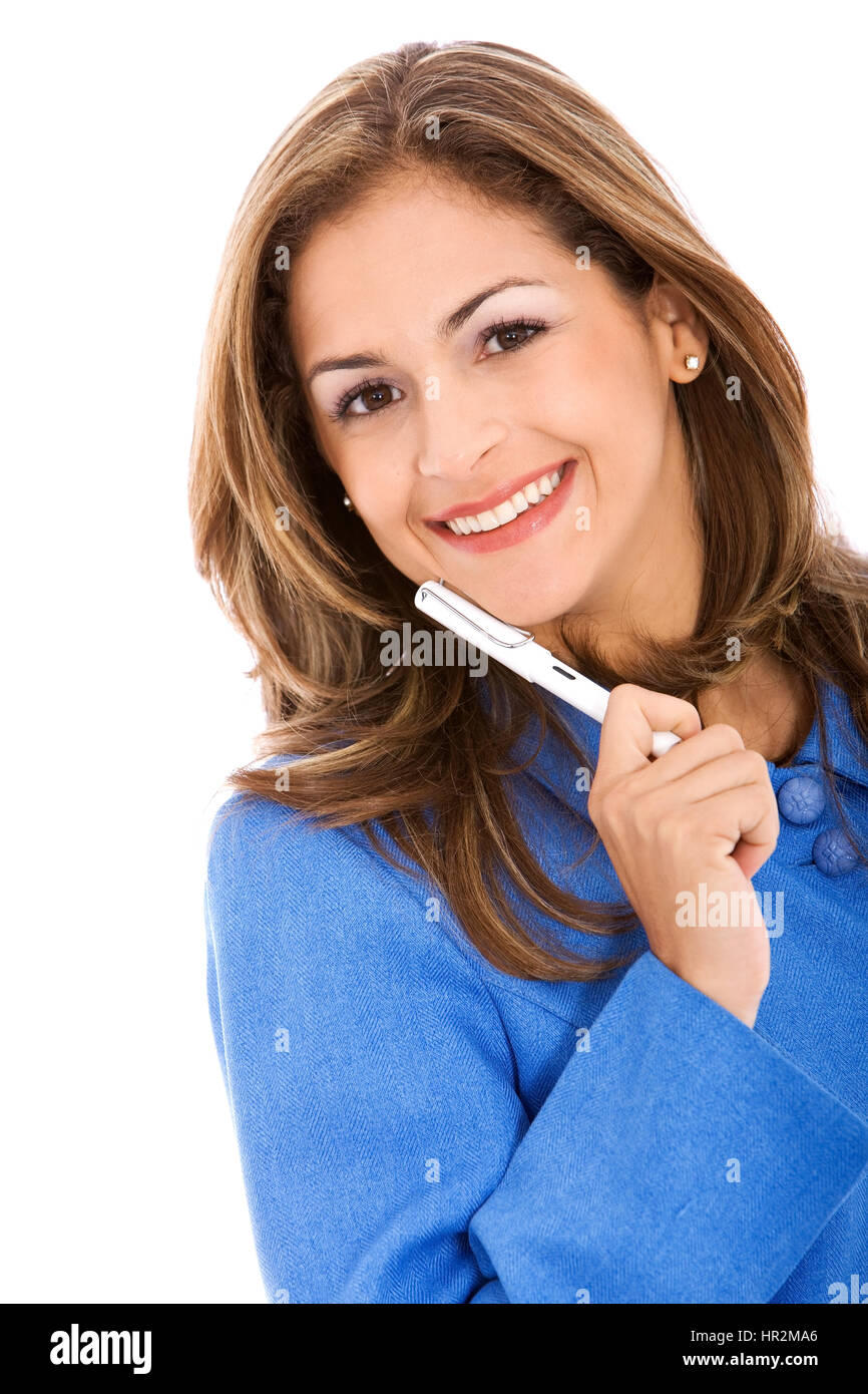 isolated business woman over a white background Stock Photo - Alamy