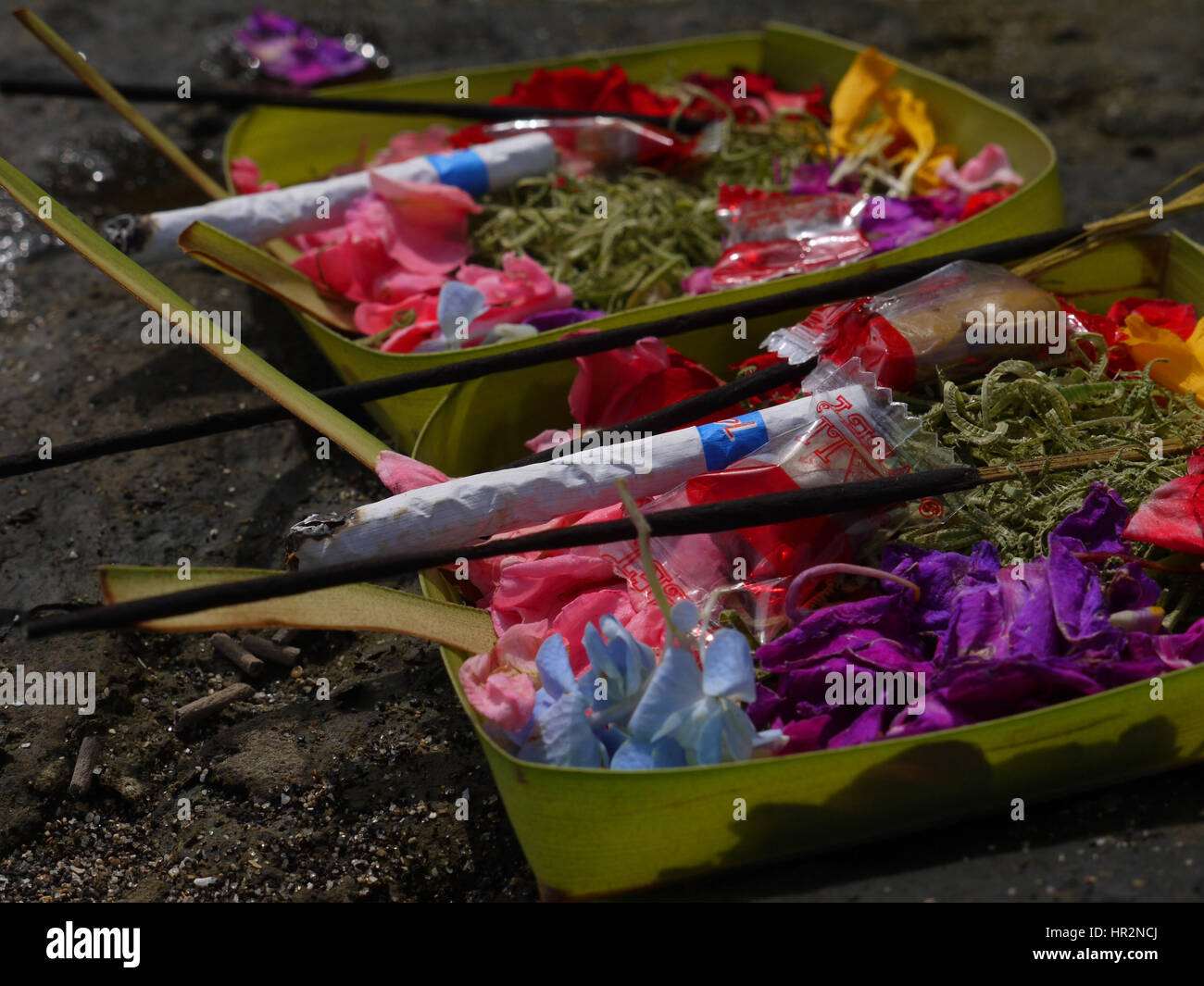 Balinese traditional offerings to gods and spirits, Indonesia Stock ...