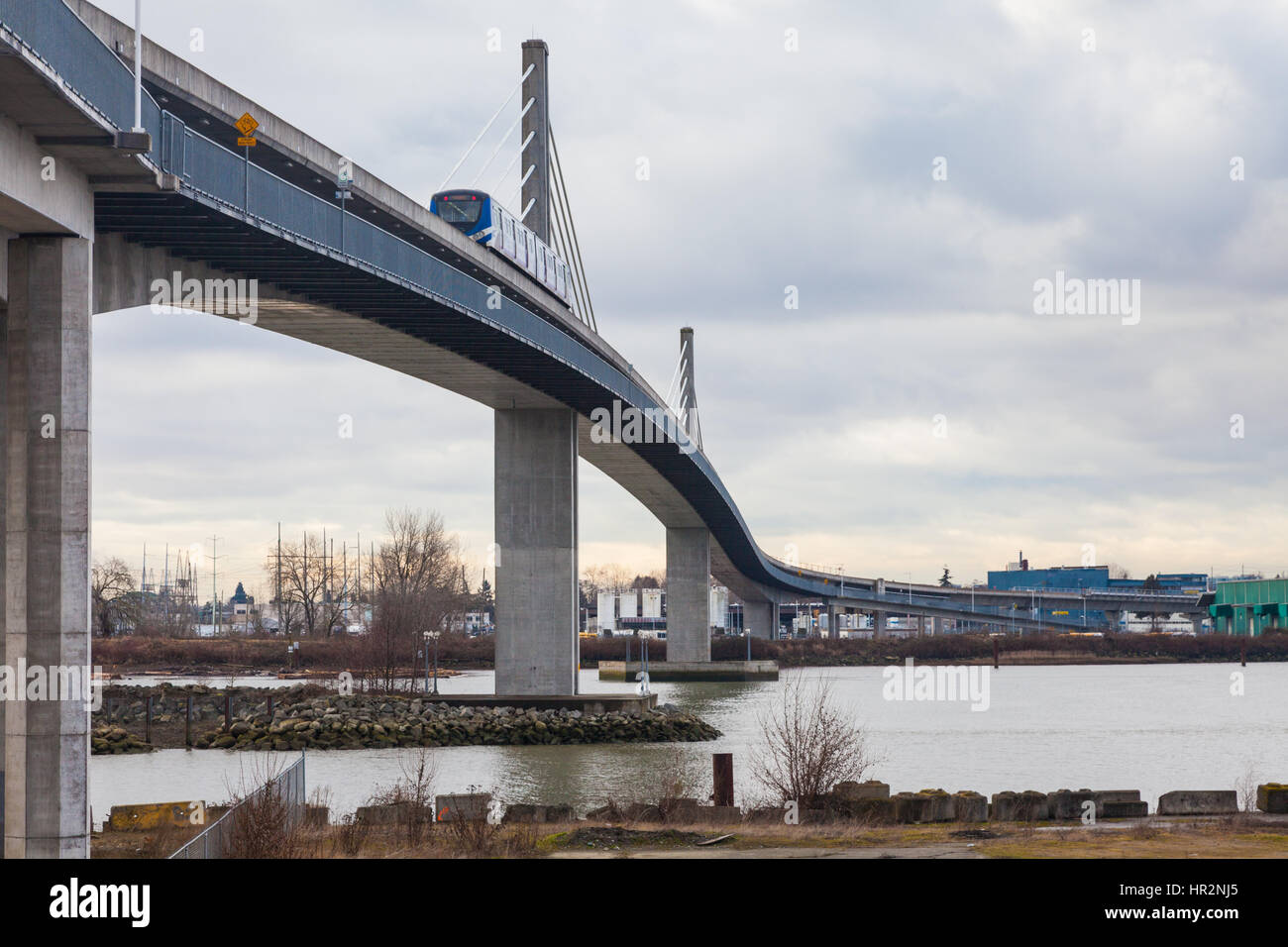 Canada Line skytrain bridge over the Fraser River in Vancouver Stock ...