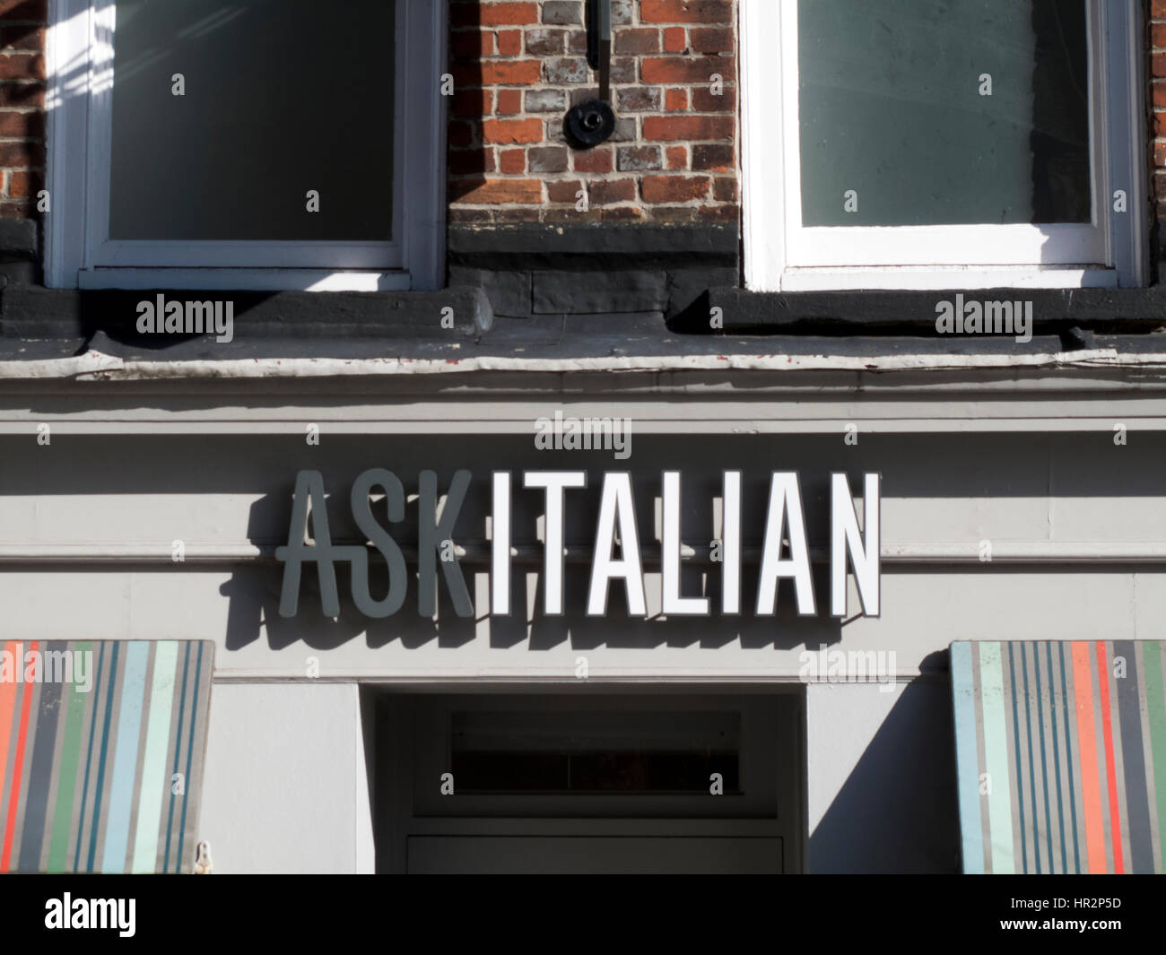 Ask Italian restaurant sign over premises, UK chain of restaurants ...