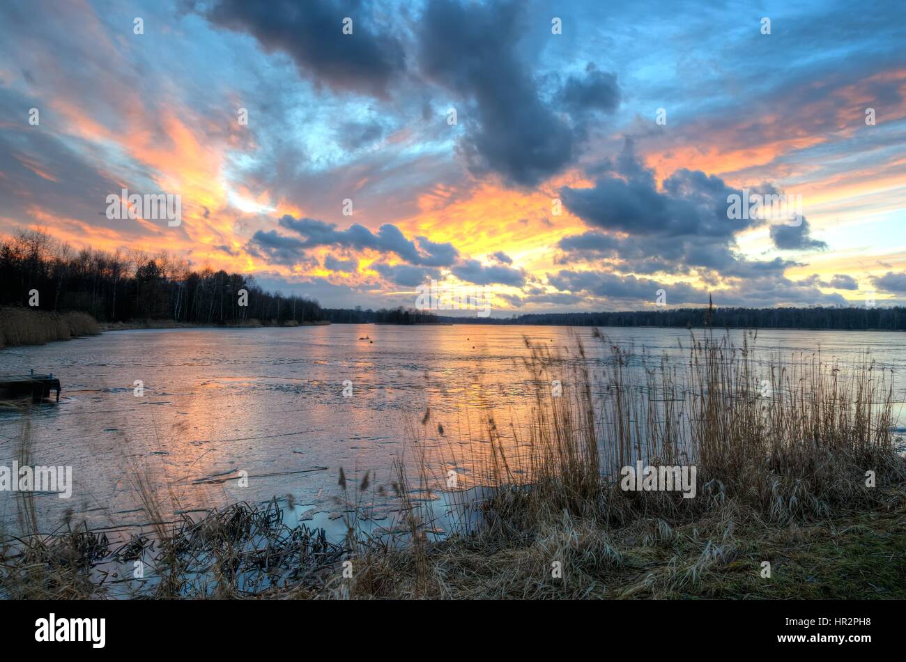 Frozen sunset landscape with nature hi-res stock photography and images ...
