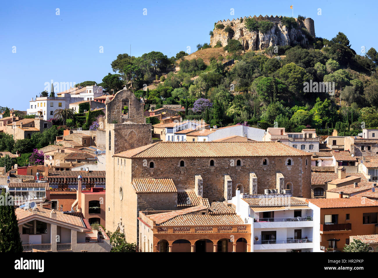 Begur old town, church and castle, Costa Brava, Spain Stock Photo - Alamy