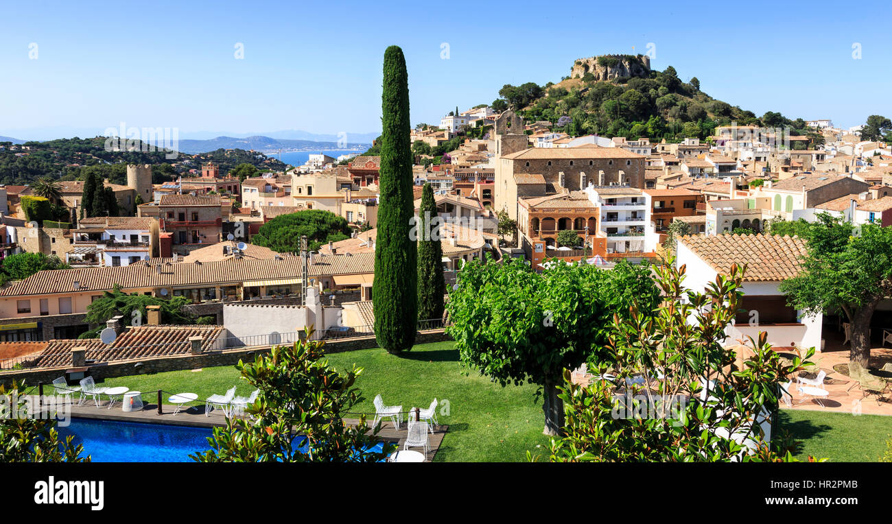 Begur old town, church and castle, Costa Brava, Spain Stock Photo - Alamy