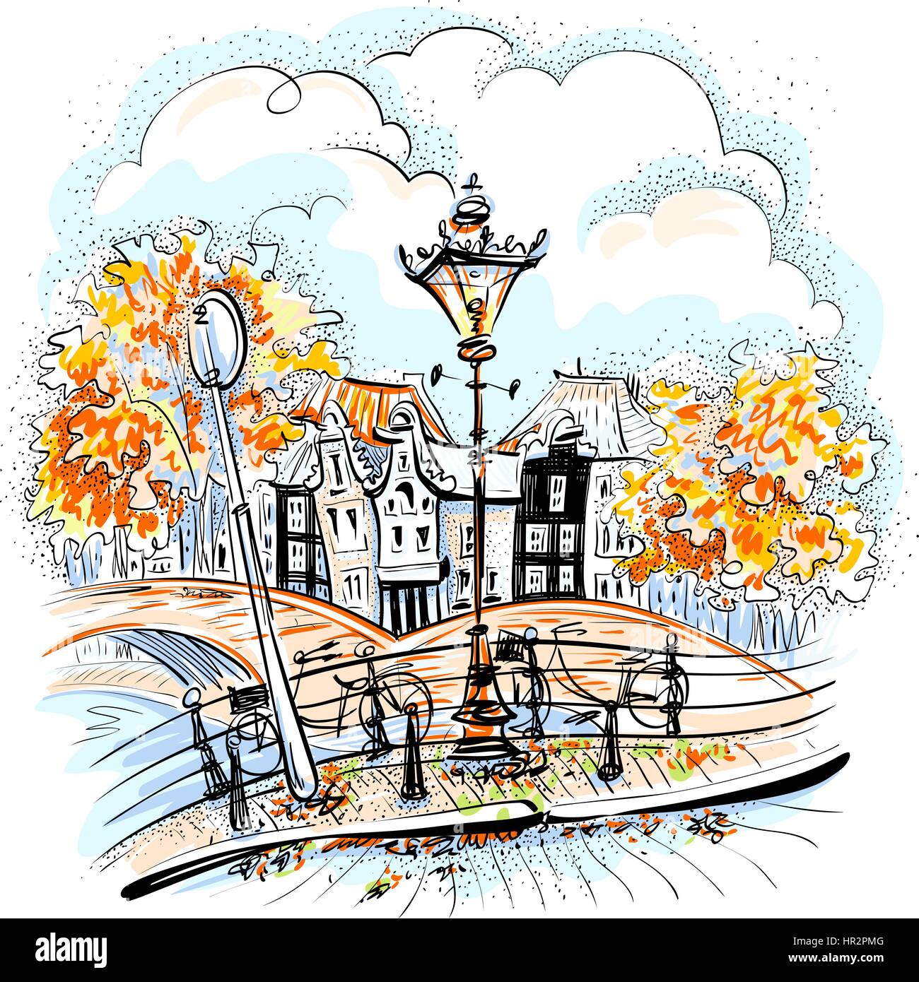 Amsterdam street landmark view Stock Vector Images - Alamy