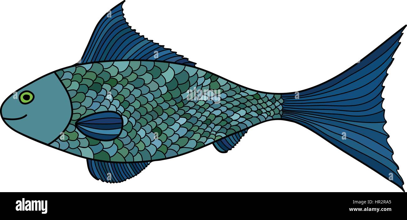 blue doodle fish Stock Vector Image & Art - Alamy