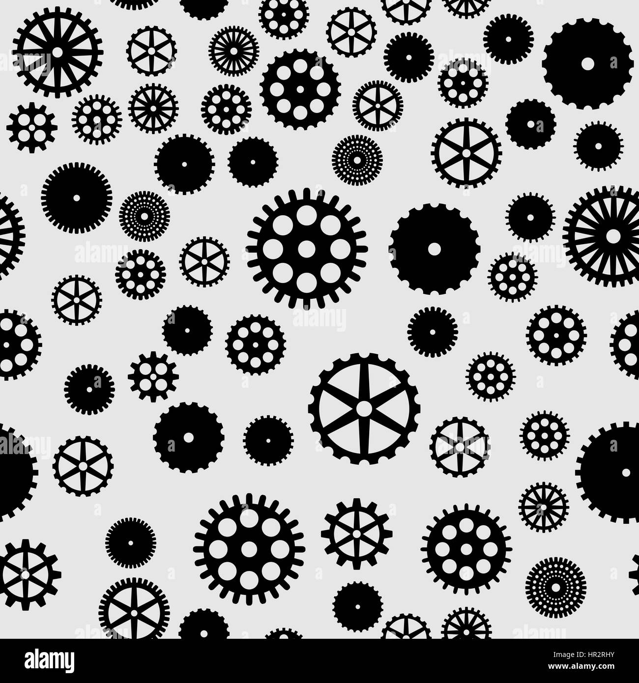 abstract vector black flat gears seamless pattern on gray background ...