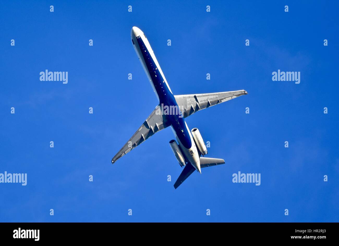 Looking up at the bottom of an airplane Stock Photo - Alamy