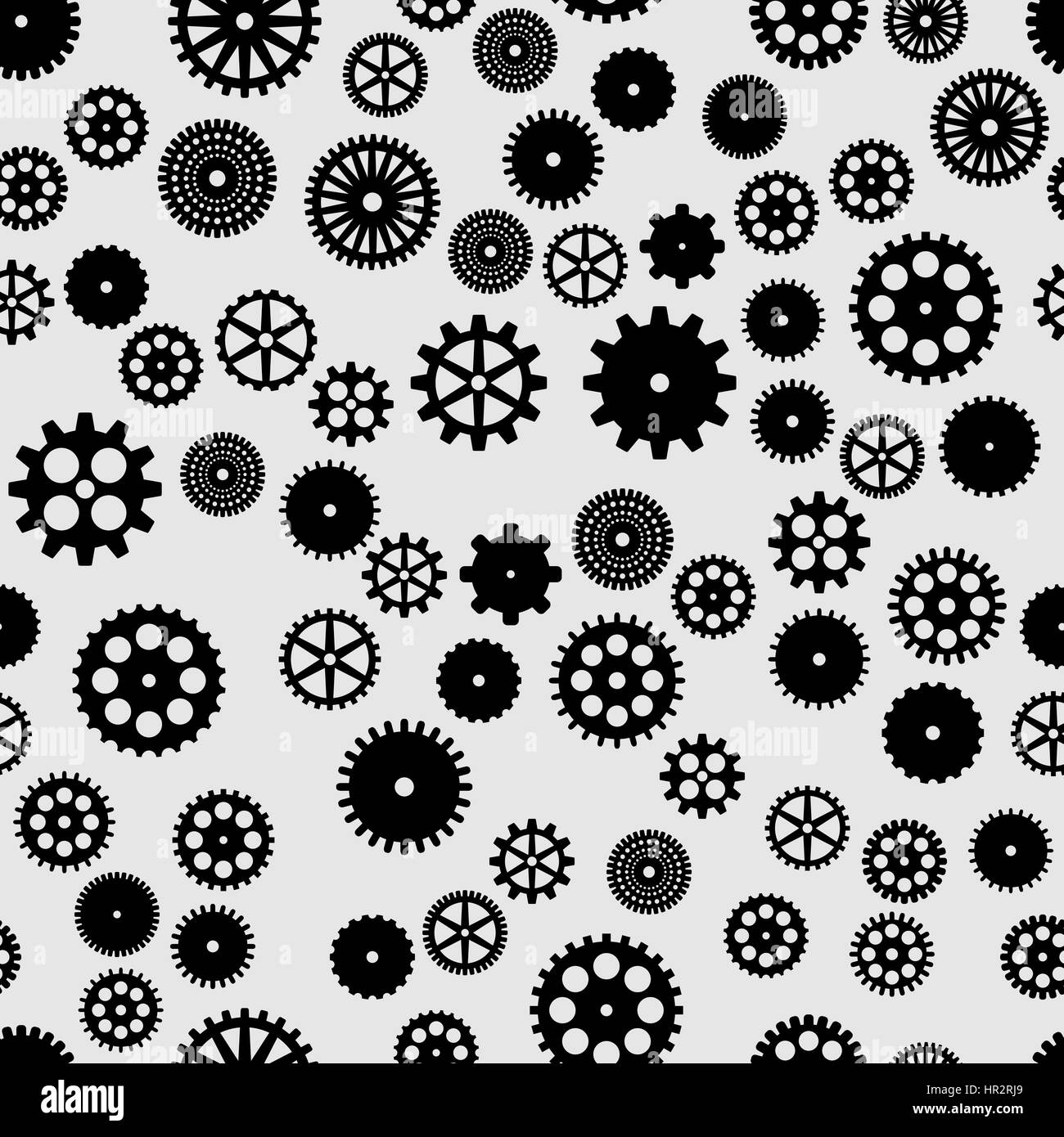 abstract vector black flat gears seamless pattern on gray background ...